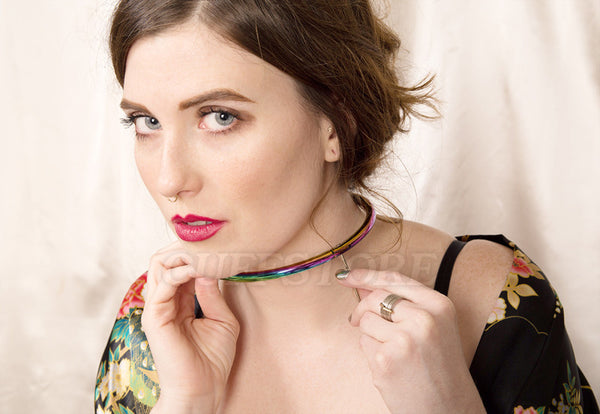 8mm Locking Eternity Day Collar Pride Jewelry Rainbow Radiance Finish